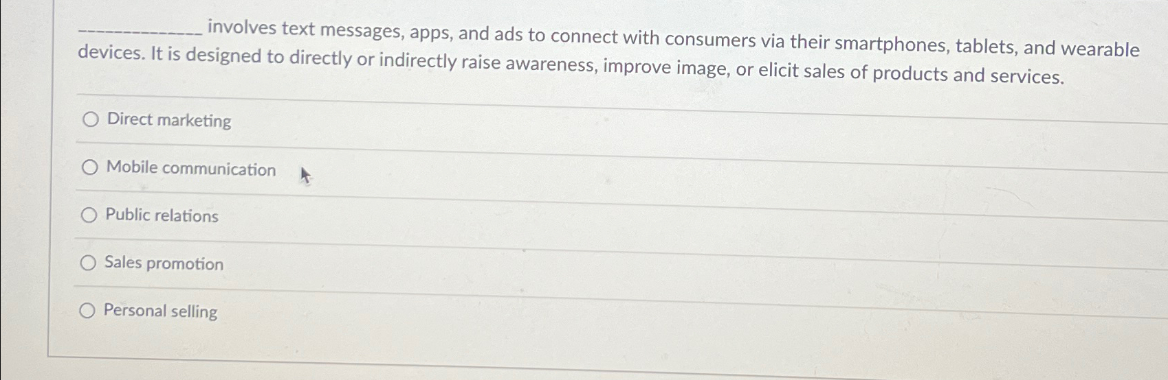 Solved involves text messages, apps, and ads to connect with | Chegg.com