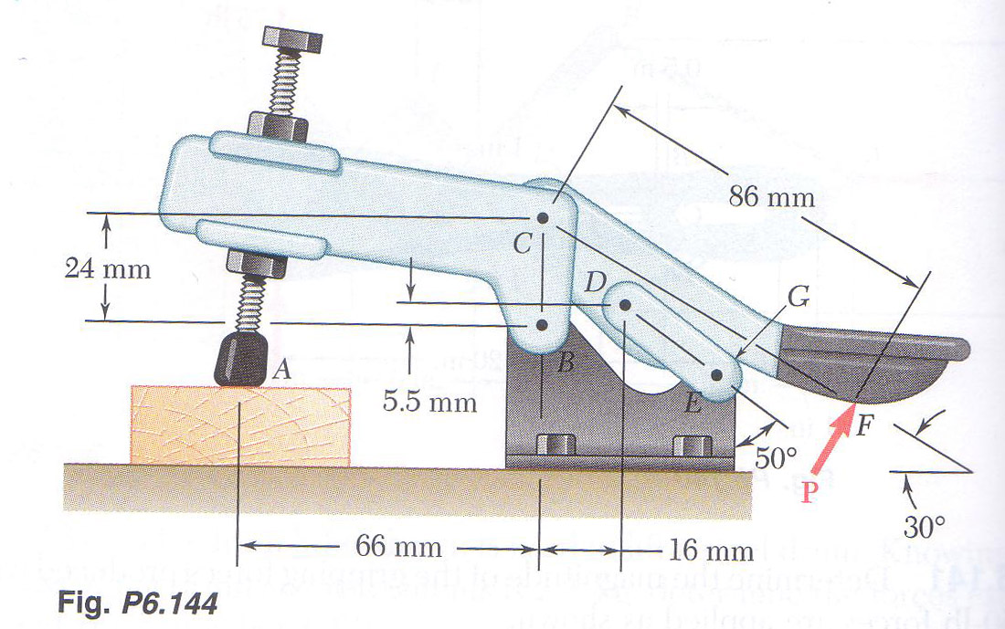 Solved In the locked position shown, the toggle clamp exerts | Chegg.com
