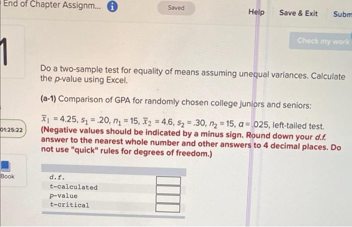 Solved End of Chapter Assignm... 0 Saved Help Save & Exit | Chegg.com