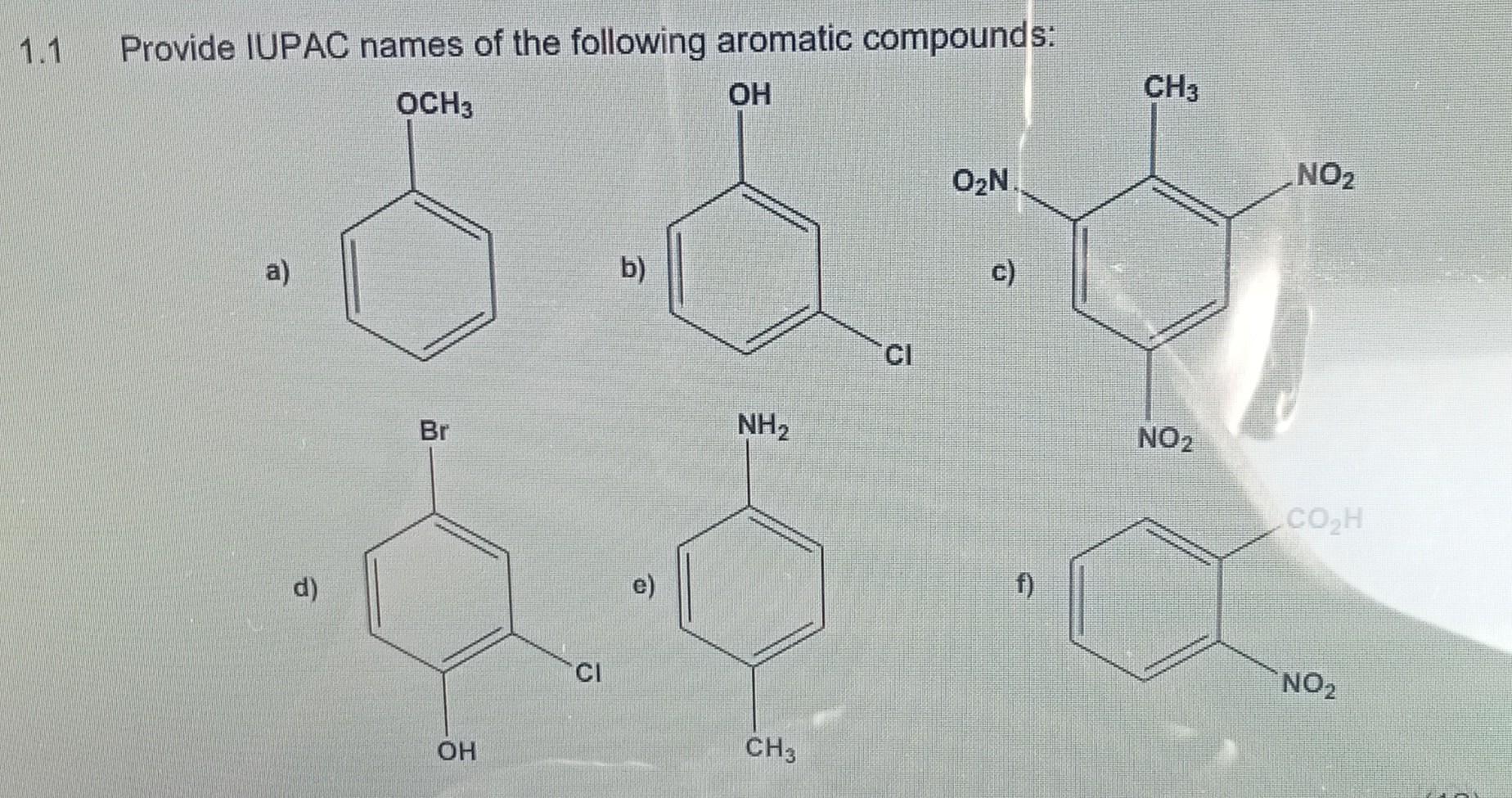 Solved Dravida II ID AC names of the following aromatic | Chegg.com