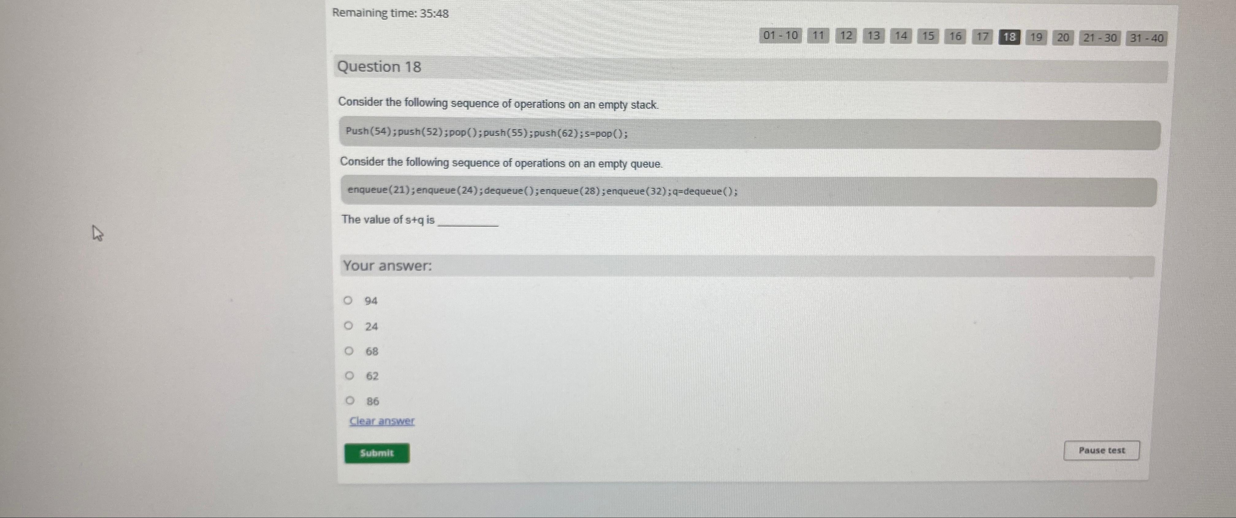 Solved Remaining time: | Chegg.com