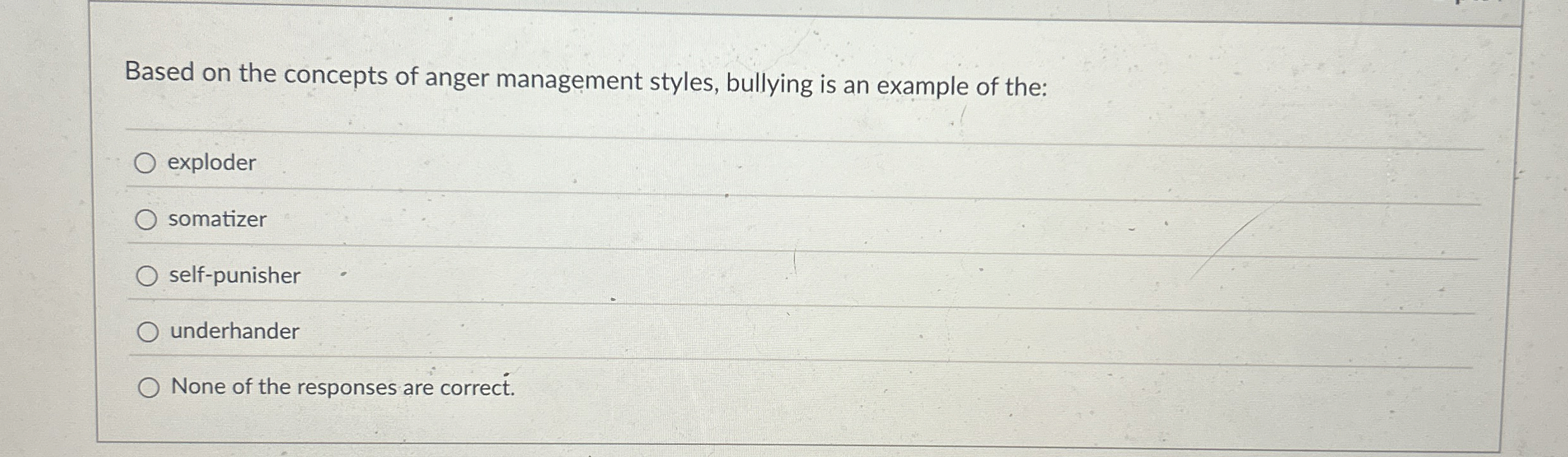 Solved Based on the concepts of anger management styles, | Chegg.com