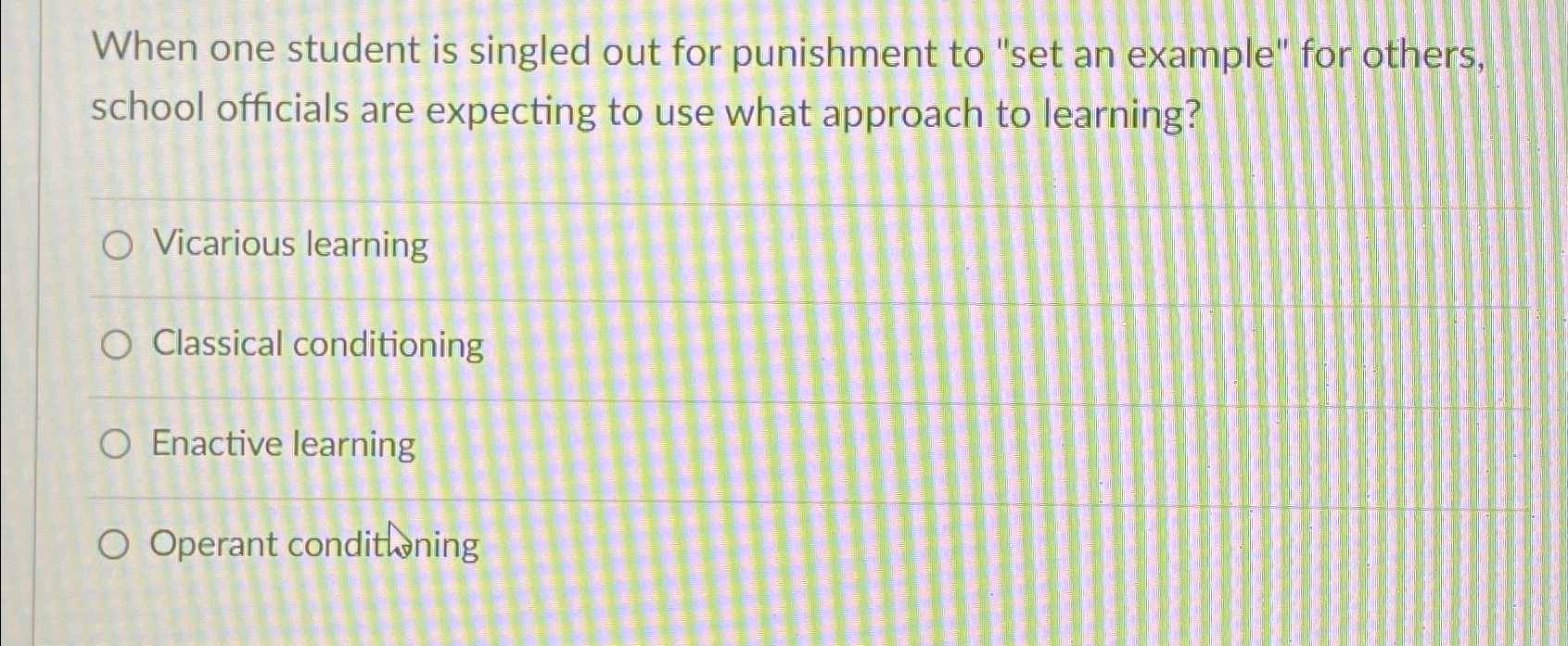 Solved When one student is singled out for punishment to | Chegg.com