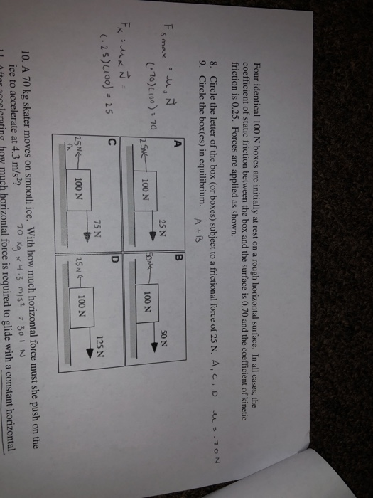 Solved Four identical 100 N boxes are initially at rest on a | Chegg.com
