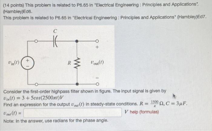Solved (14 points) This problem is related to P6.65 in | Chegg.com