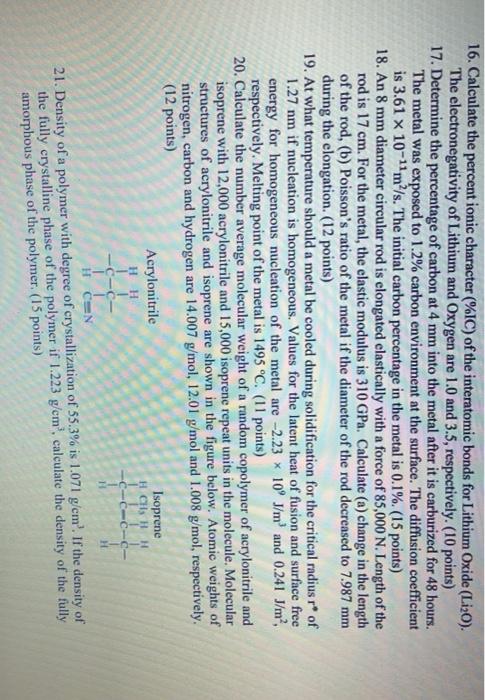 Solved 16. Calculate the percent ionic character (%IC) of | Chegg.com