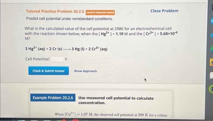 Solved Predict cell potential under nonstandard conditions. | Chegg.com