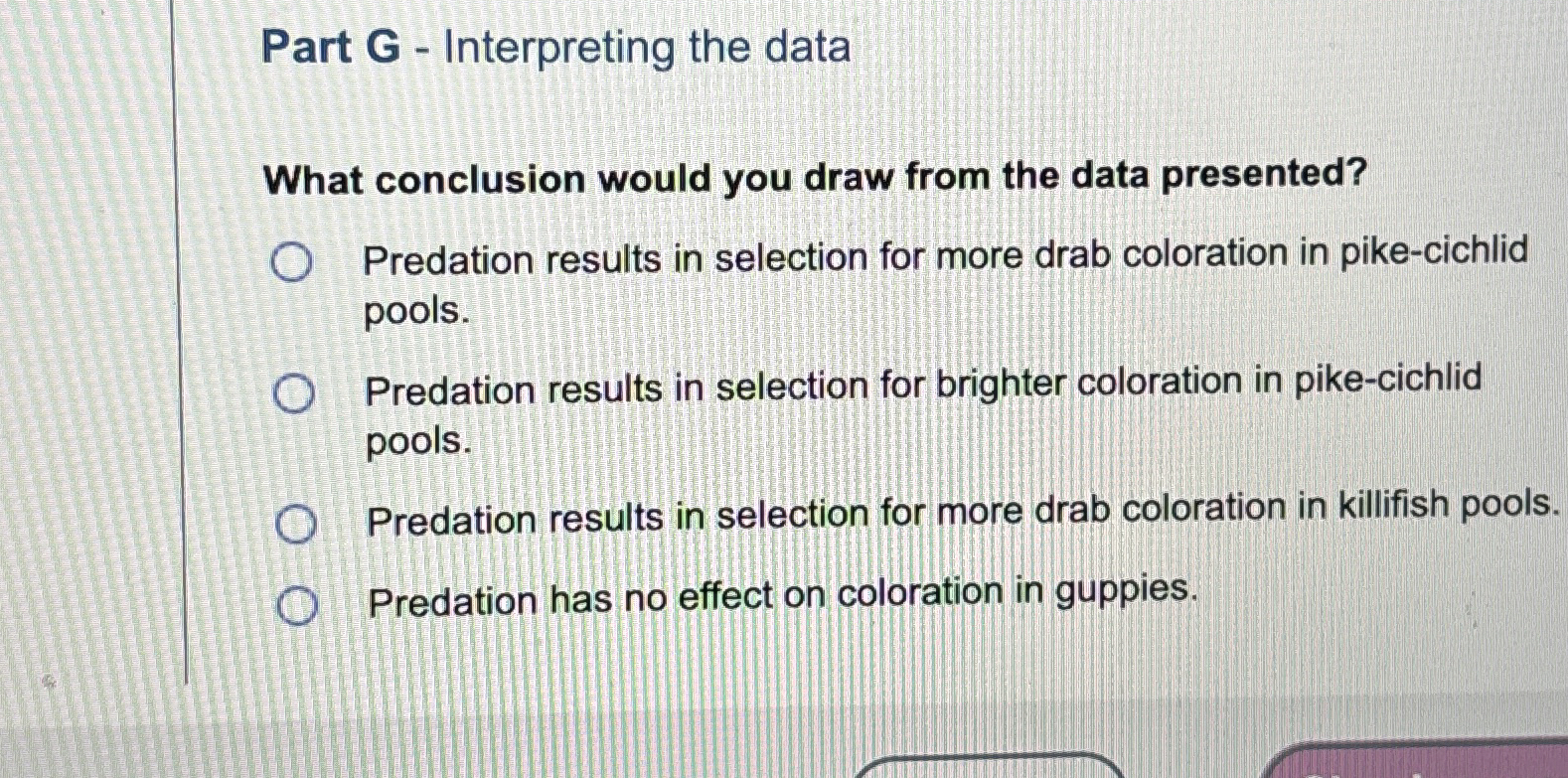 Solved Part G - ﻿Interpreting the dataWhat conclusion would | Chegg.com