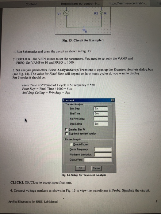 Solved LAB WORK: Example 1: Using Transient analysis in | Chegg.com