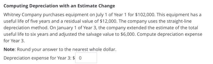 Solved Computing Depreciation with an Estimate Change | Chegg.com