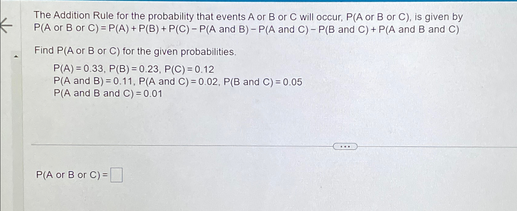 Solved The Addition Rule for the probability that events A | Chegg.com