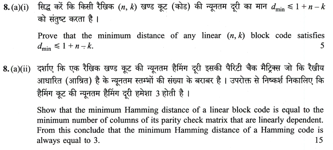 Solved ( ﻿i )Prove that the minimum distance of any linear | Chegg.com