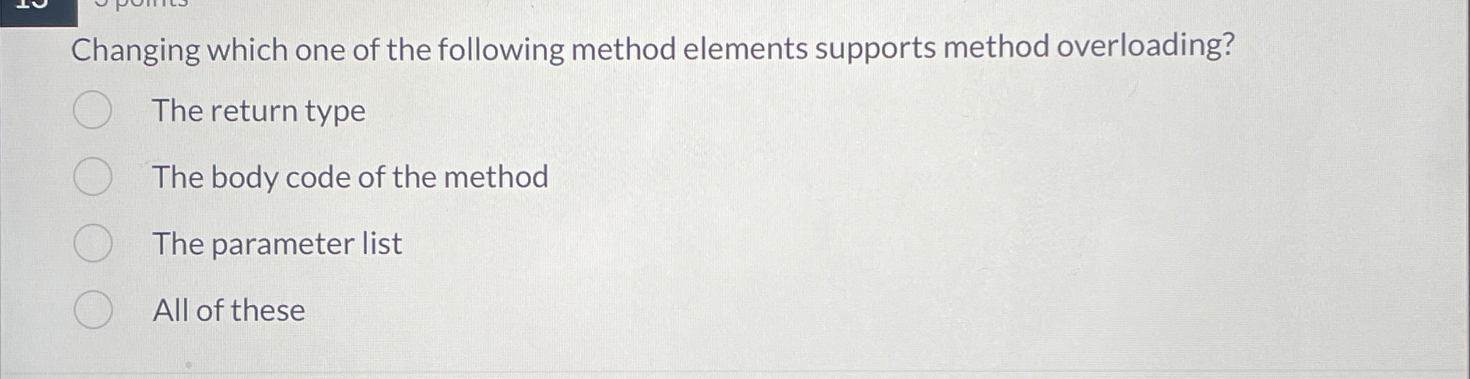 Solved Changing which one of the following method elements | Chegg.com