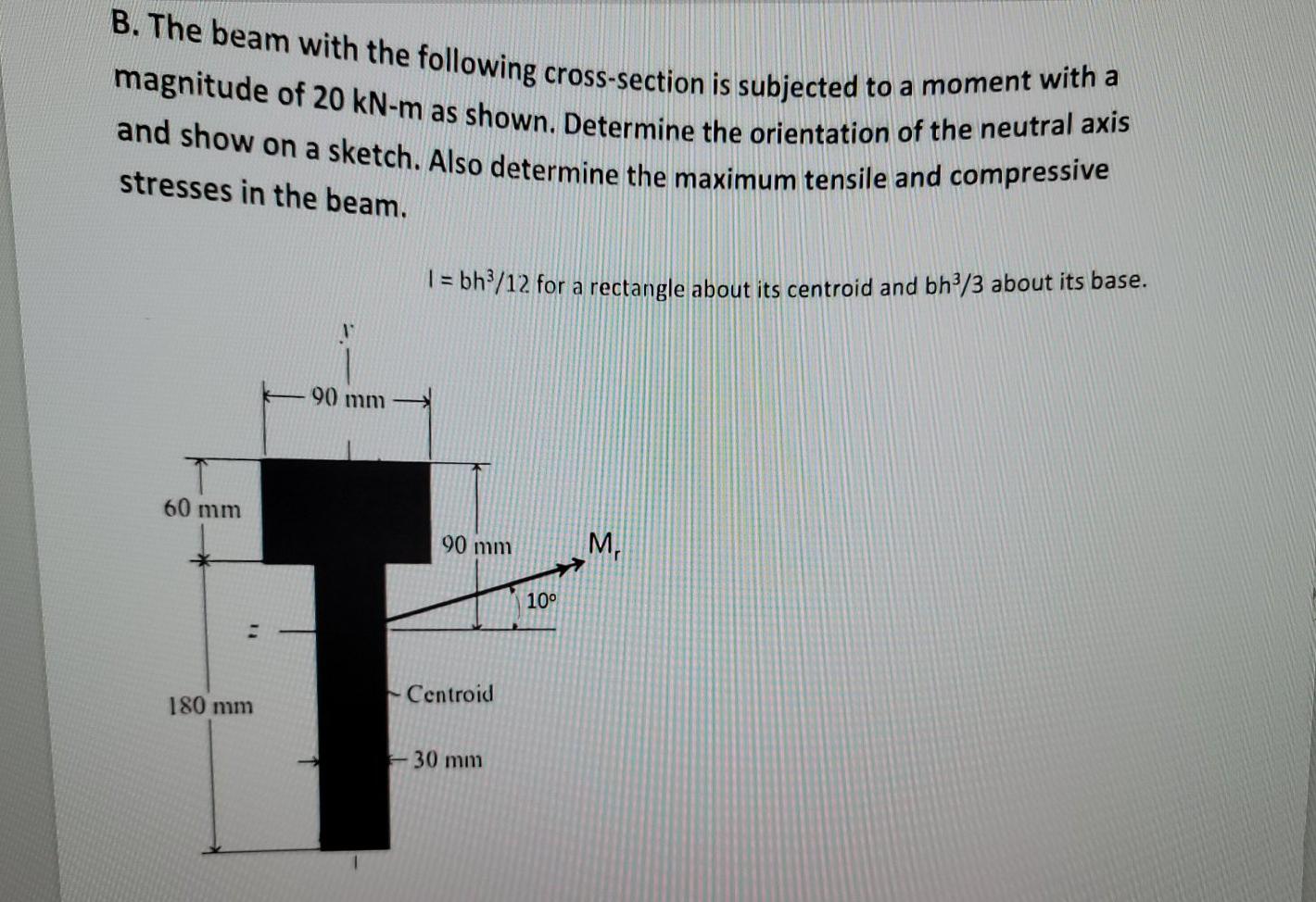 Solved B. The beam with the following cross-section is | Chegg.com