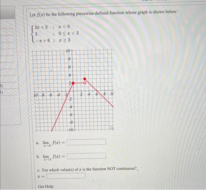 Solved Let f(x) be the following piecewise-defined function | Chegg.com