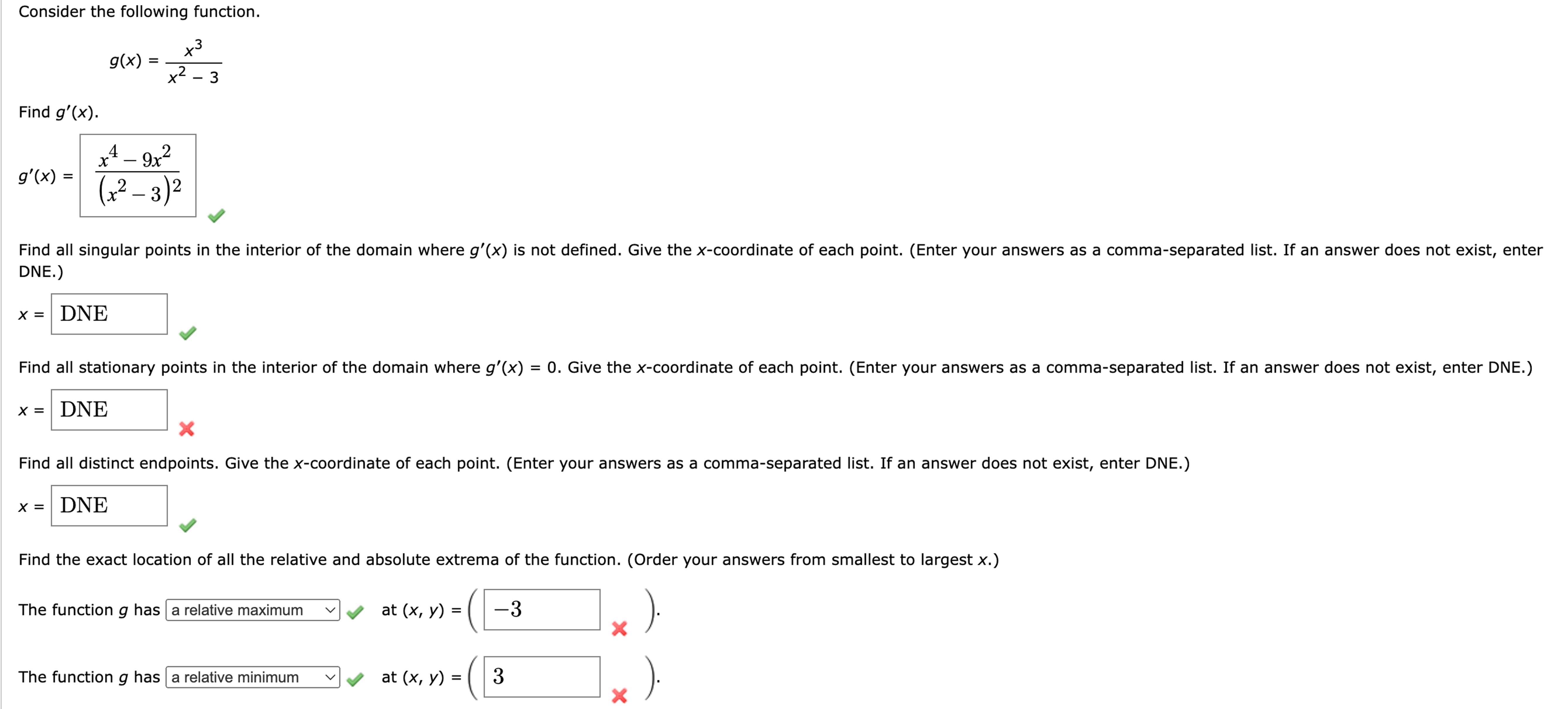 Solved Consider the following function.g(x)=x3x2-3Find | Chegg.com