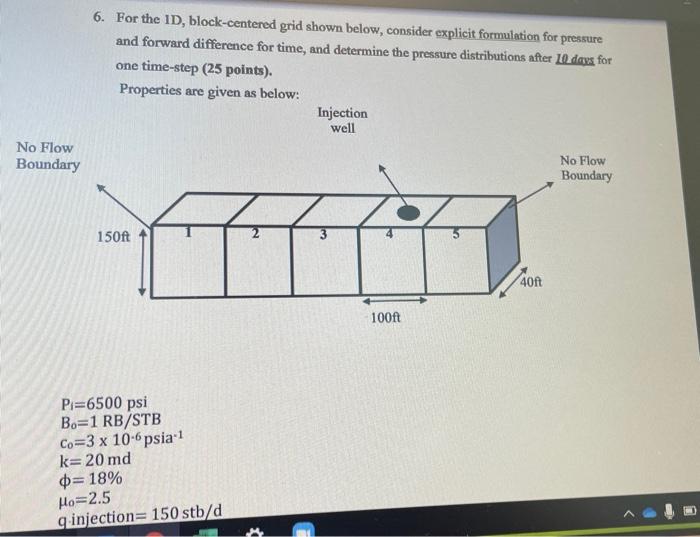 Solved 6. For the 1D, block-centered grid shown below, | Chegg.com