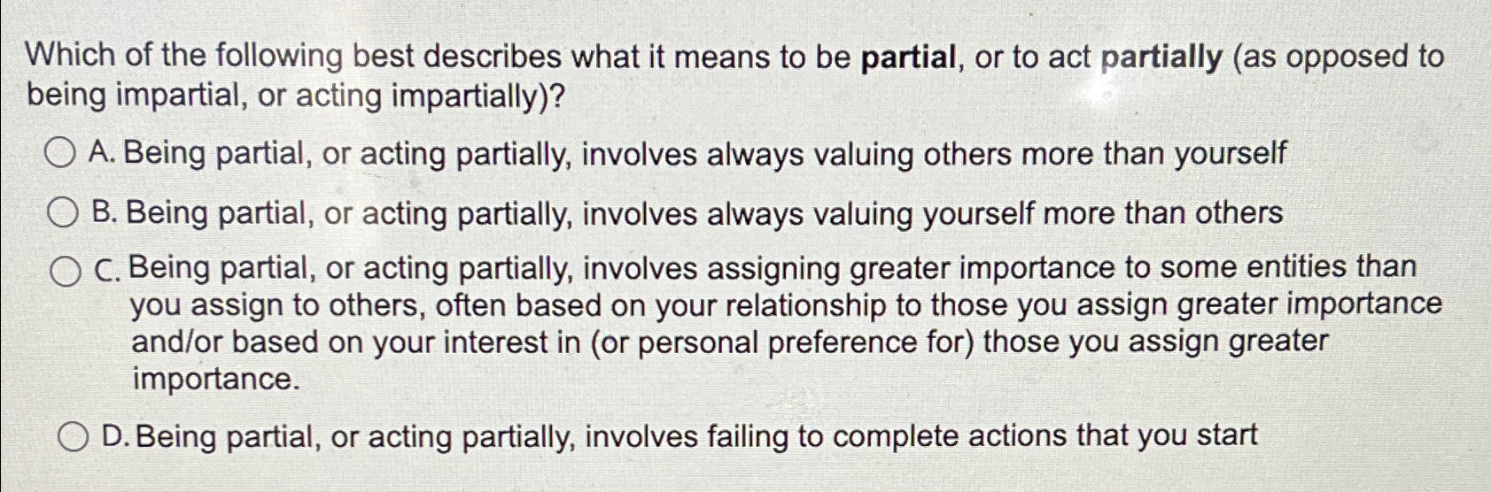 Solved Which of the following best describes what it means | Chegg.com