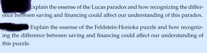 Solved Explain the essense of the Lucas paradox and how | Chegg.com