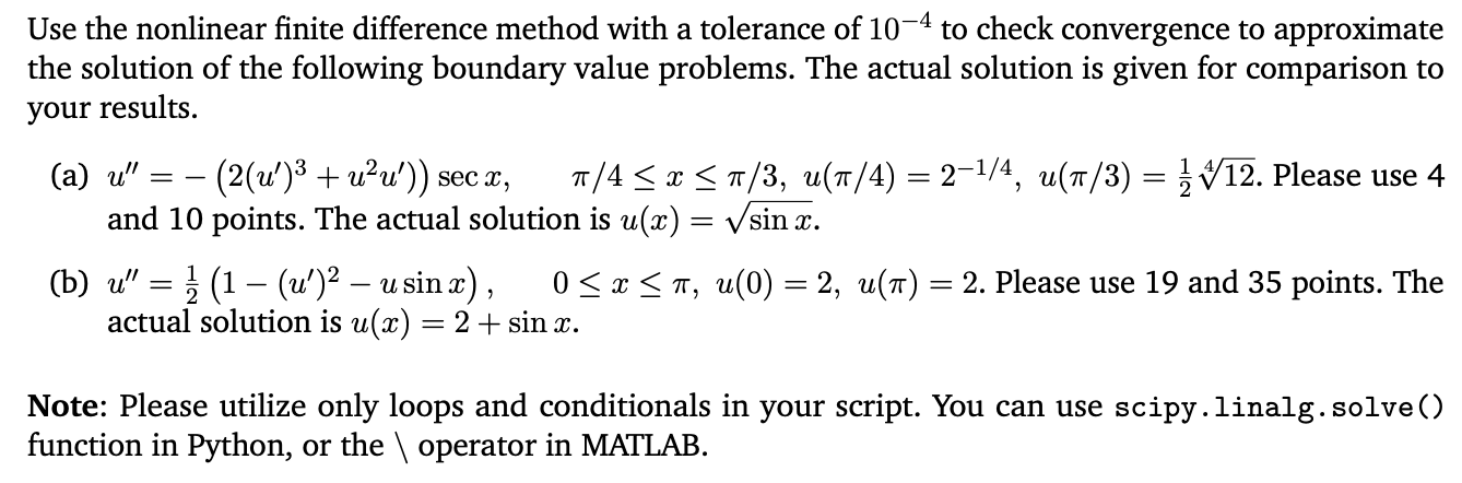 Solved use numerical analysis method Use the Nonlinear | Chegg.com