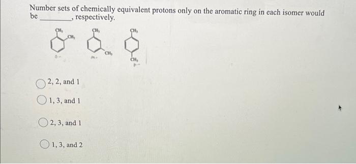 Solved Number sets of chemically equivalent protons only on | Chegg.com