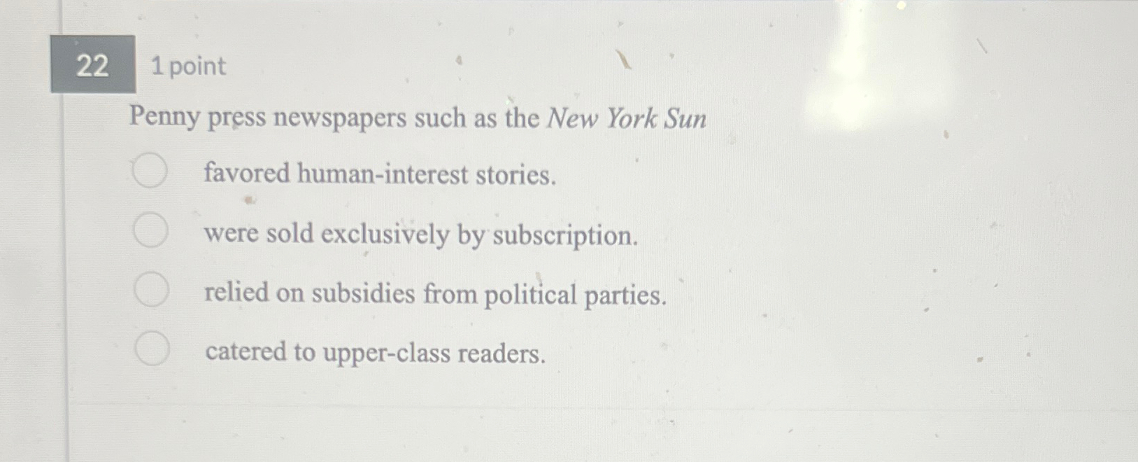 Solved 221 ﻿pointPenny press newspapers such as the New York | Chegg.com