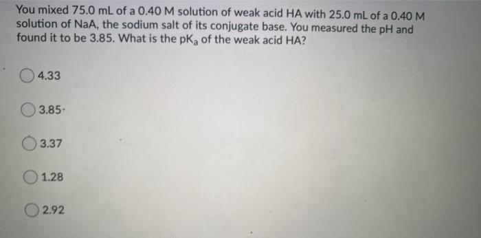 Solved You create a buffer by mixing 50.0 mL of 0.500 M | Chegg.com