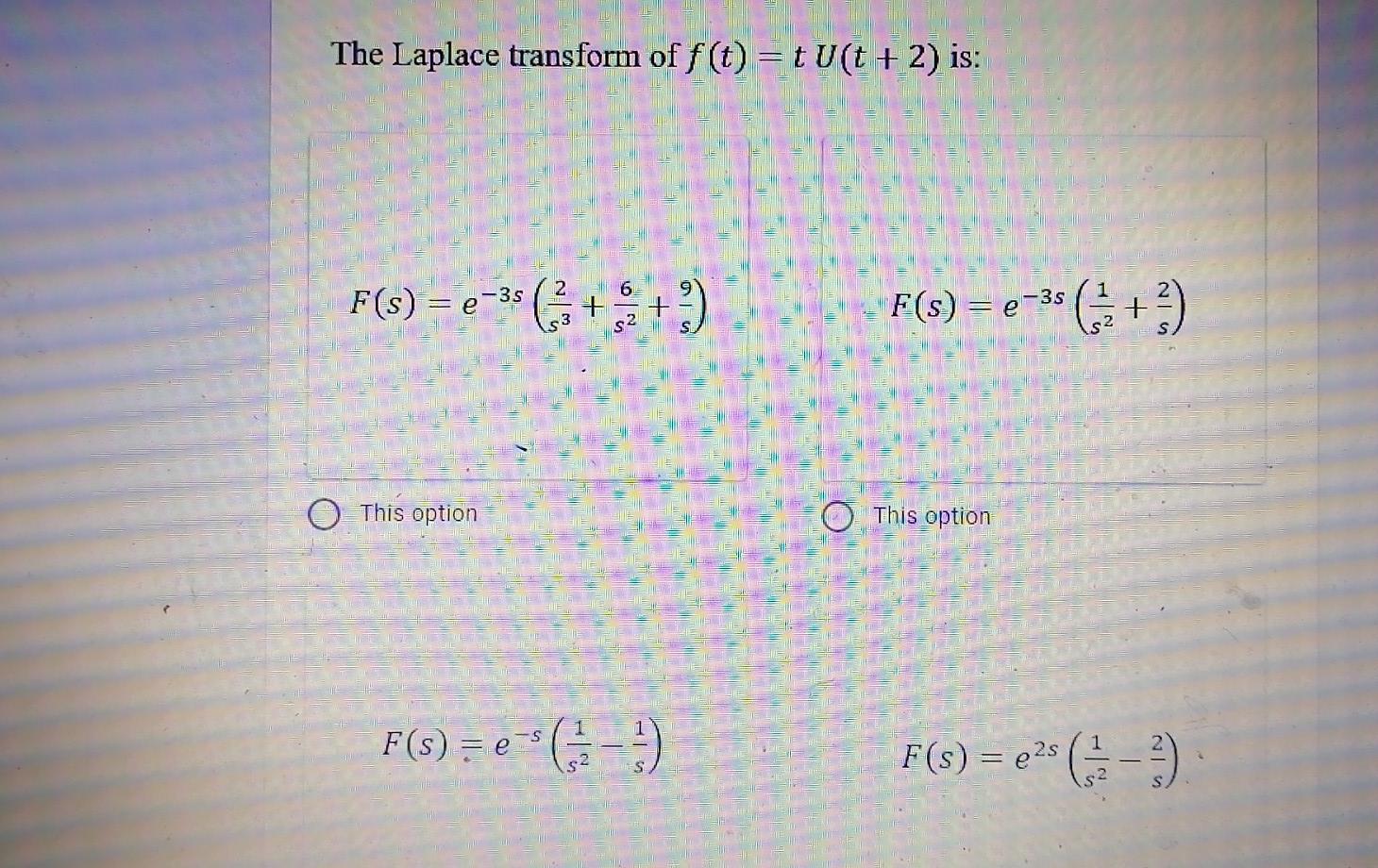 Solved The Laplace transform of f(t) = tU(t + 2) is: F(s) = | Chegg.com