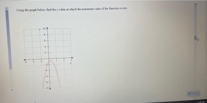Solved Usang the graph below, find the x-value at which the | Chegg.com