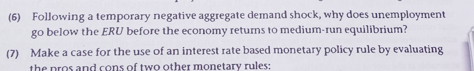 Solved (6) ﻿Following a temporary negative aggregate demand | Chegg.com
