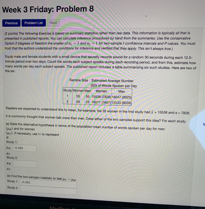 Solved Week 3 Friday: Problem 8 Previous Problem List Next | Chegg.com