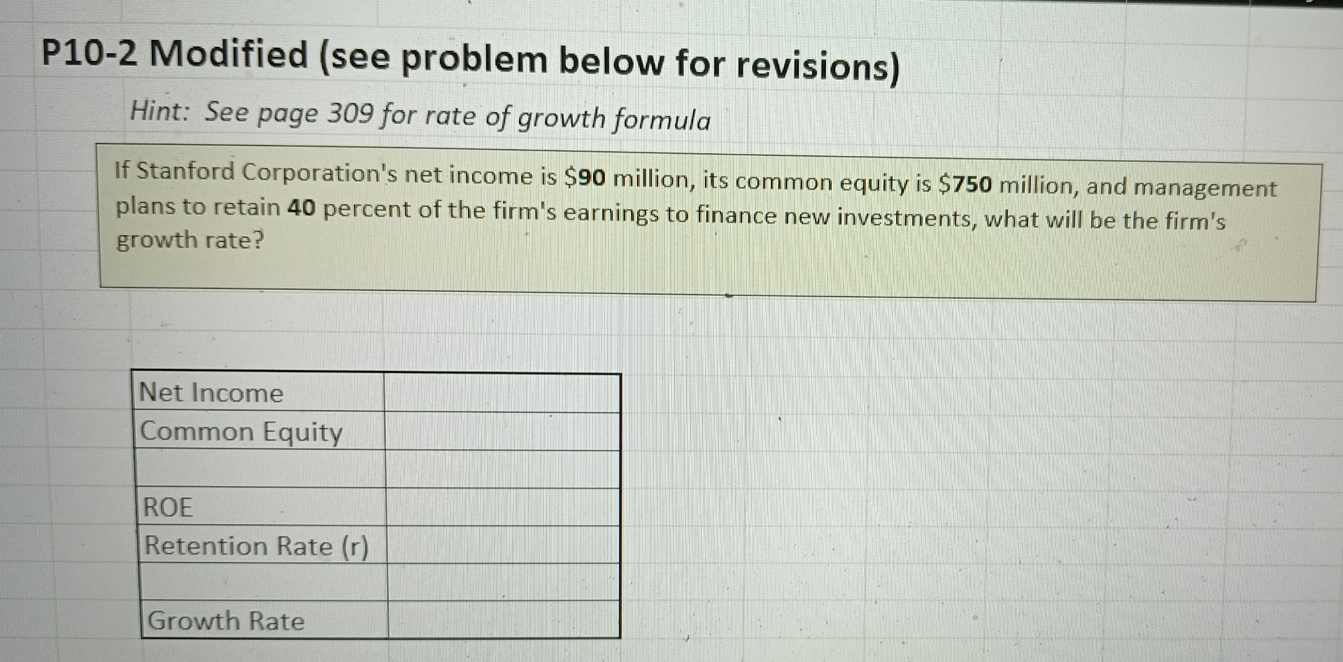 Solved P10-2 ﻿Modified (see problem below for | Chegg.com