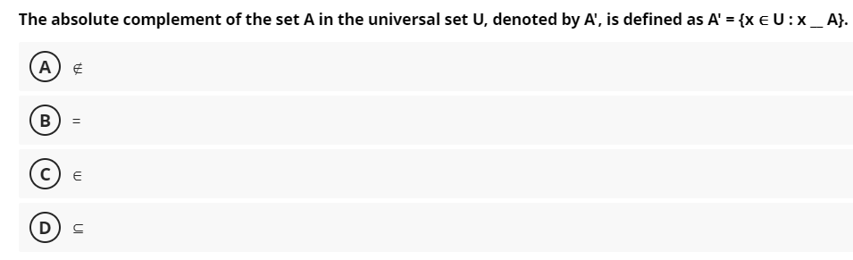 The absolute complement of the set A ﻿in the | Chegg.com