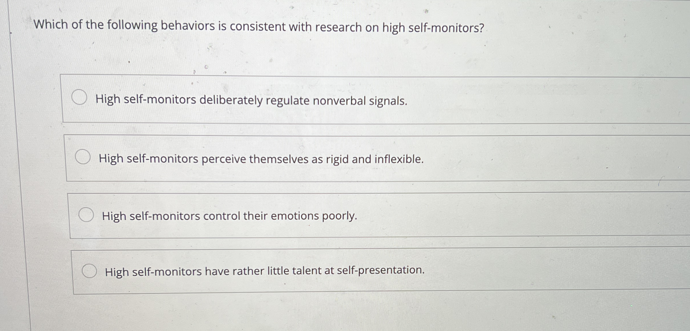 Solved Which of the following behaviors is consistent with | Chegg.com