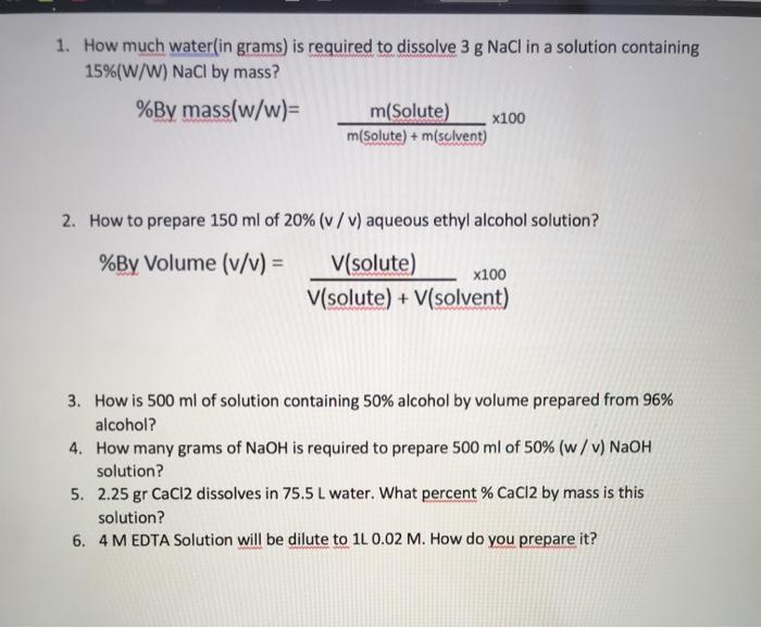 Solved 1. How much water(in grams) is required to dissolve 3 | Chegg.com