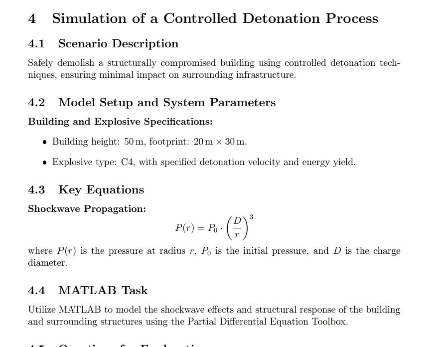 Solved 4 ﻿Simulation of a Controlled Detonation Process4.1 | Chegg.com