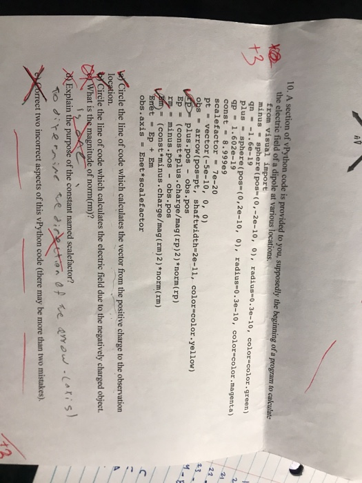 Solved Av 10 A Section Of Vpython Code Is Provided To 8239