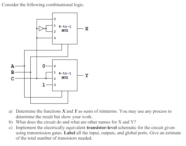 Consider the following combinational logic.a) | Chegg.com Consider the following combinational logic.a) | Chegg.com
