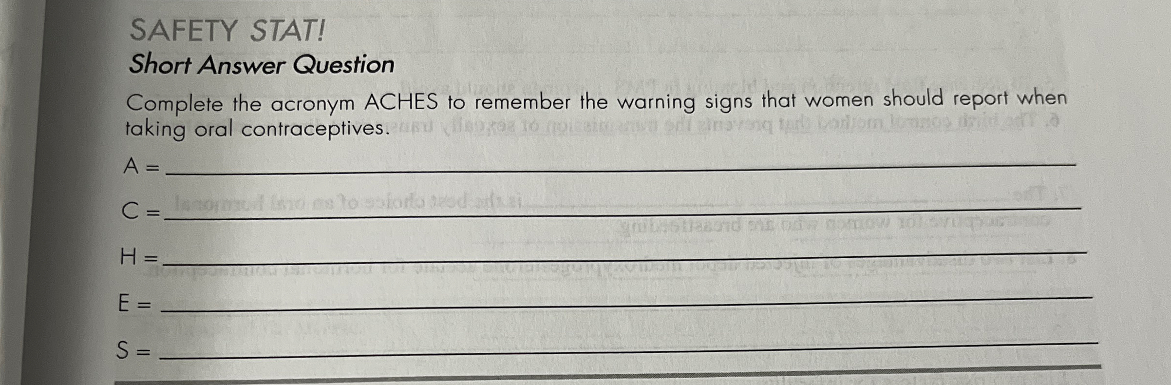 Solved SAFETY STAT!Short Answer QuestionComplete the acronym | Chegg.com
