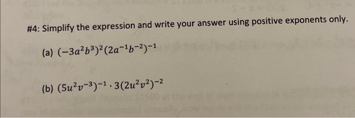Solved \#4: Simplify the expression and write your answer | Chegg.com