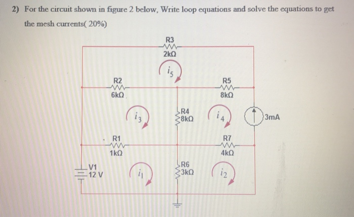 Solved 2) For the circuit shown in figure 2 below, Write | Chegg.com