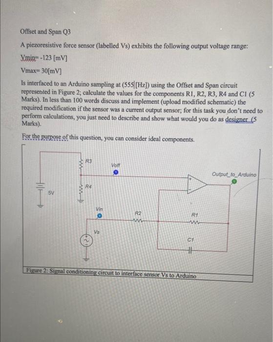 Solved Offset and Span Q3 A piczoresistive force sensor | Chegg.com