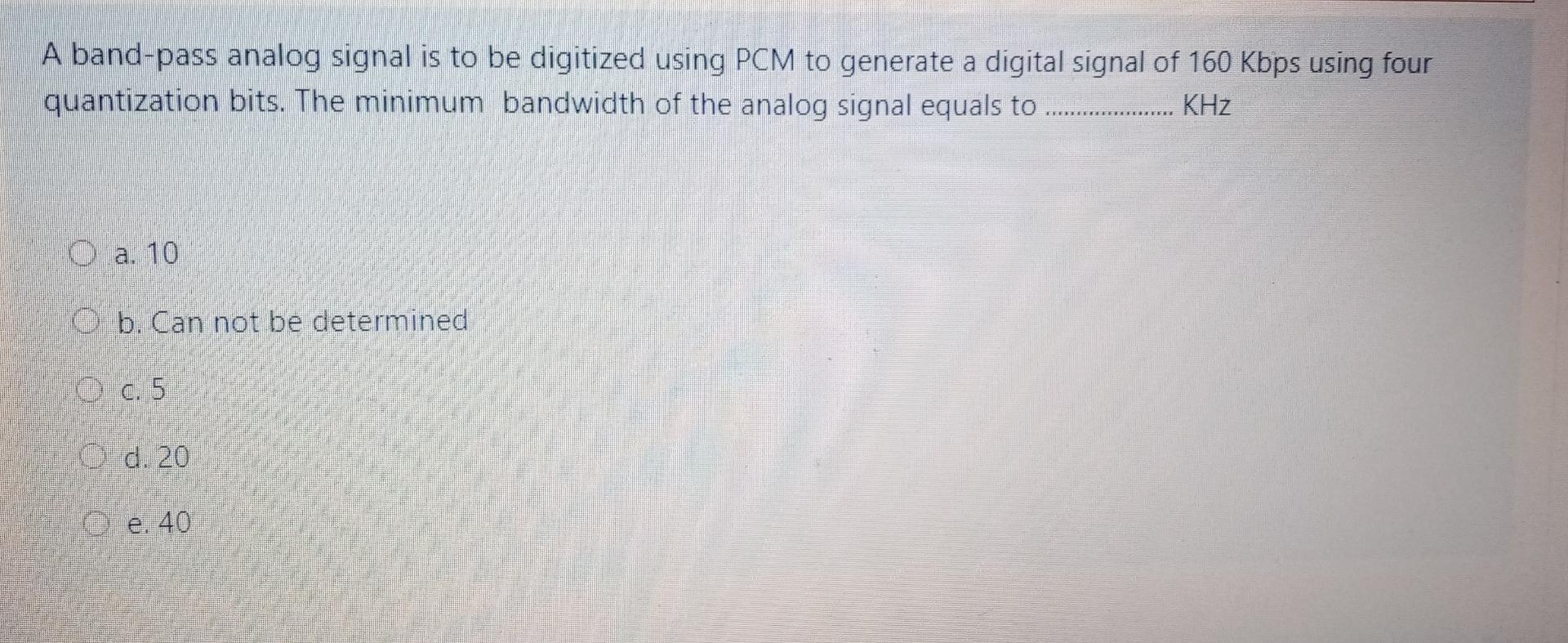 Solved A band-pass analog signal is to be digitized using | Chegg.com