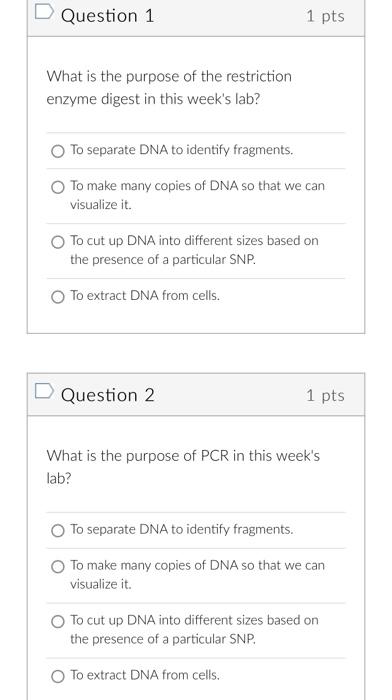 Solved What is the purpose of the restriction enzyme digest | Chegg.com