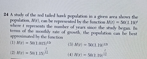 Solved 24 ﻿A study of the red tailed hawk population in a | Chegg.com