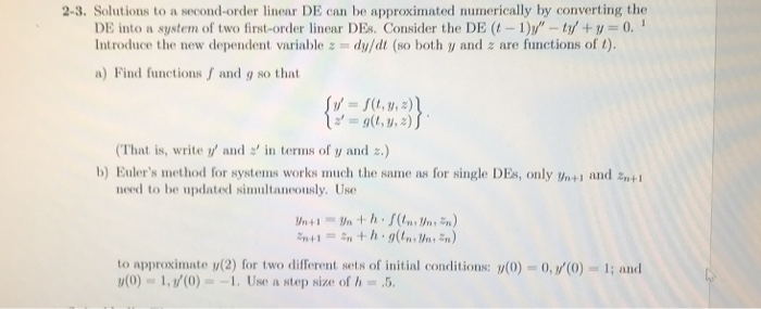 Solved 2-3. Solutions to a second-order linear DE can be | Chegg.com