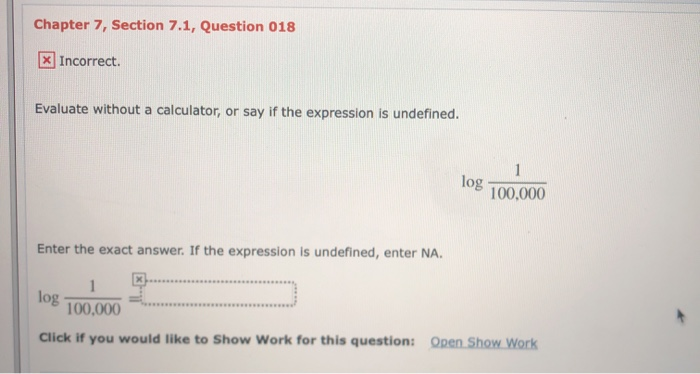 Solved Chapter 7, Section 7.1, Question 018 X Incorrect | Chegg.com