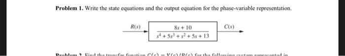 Solved Problem 1. Write the state equations and the output | Chegg.com