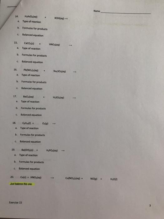 Solved X15 - Predicting Reaction Products Name X7.4 | Chegg.com