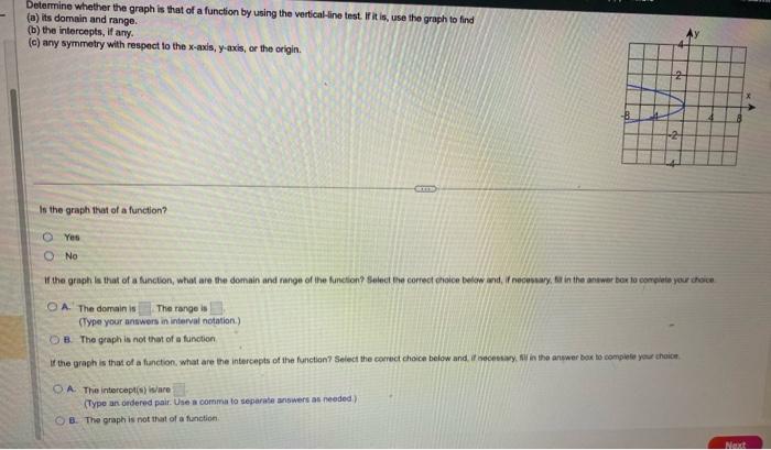 Solved Determine whether the graph is that of a function by | Chegg.com